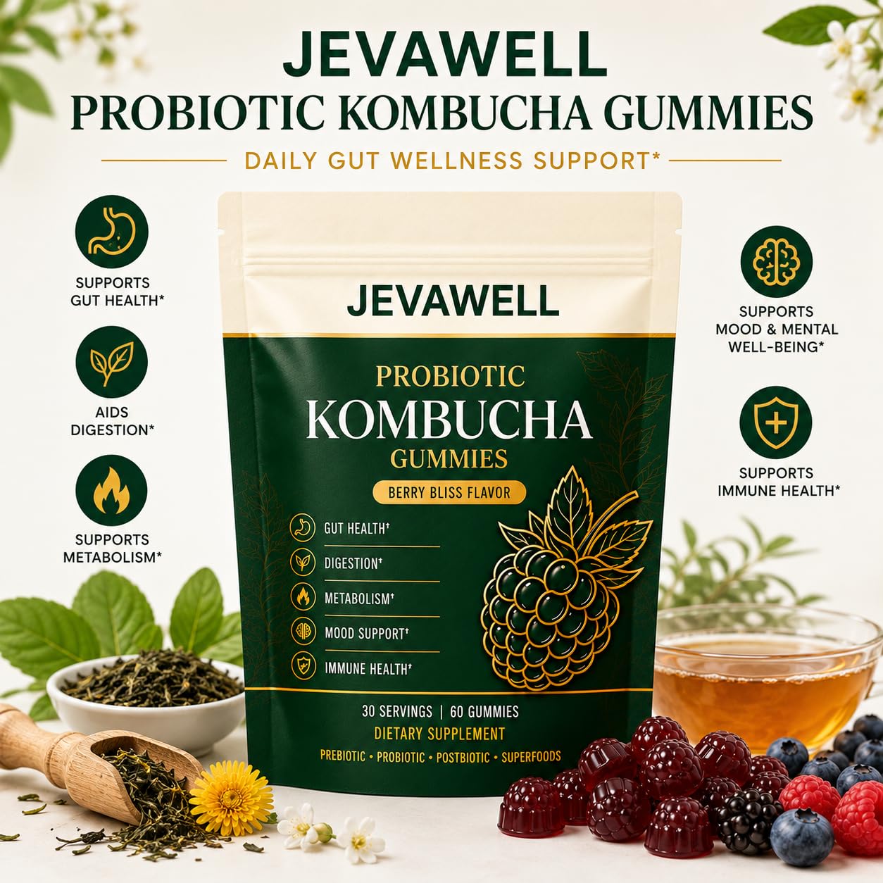Natural probiotic gummies for gut health