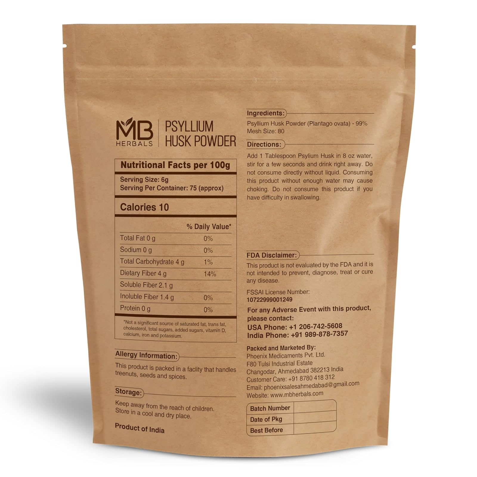natural psyllium husk powder supplement
