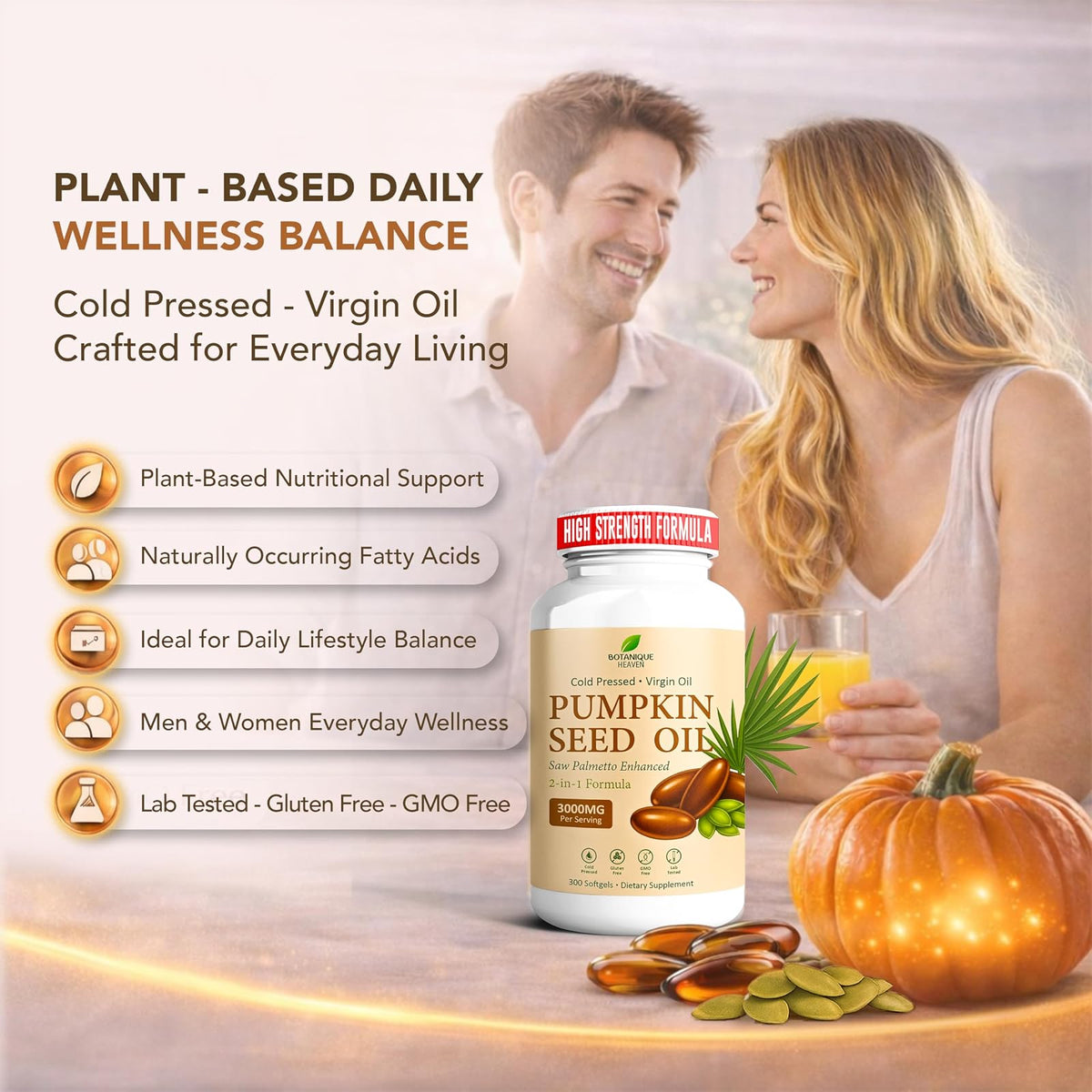 Natural pumpkin seed oil supplement