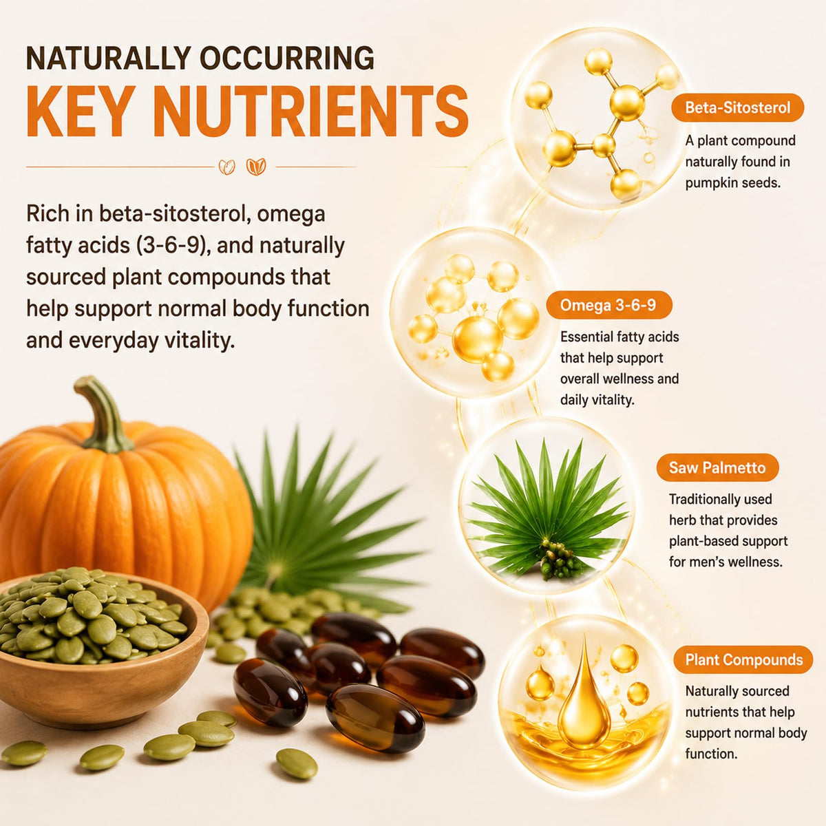 Natural pumpkin seed oil supplement