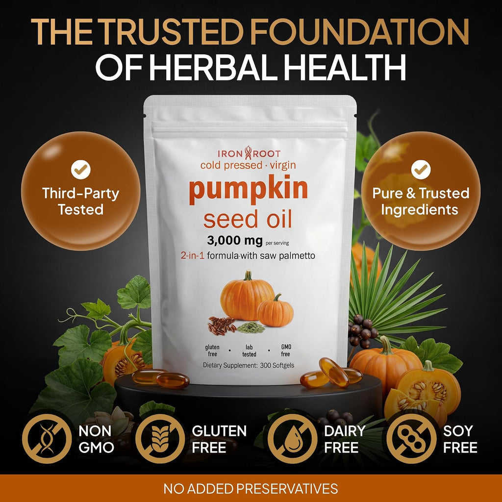 Natural pumpkin seed oil supplement