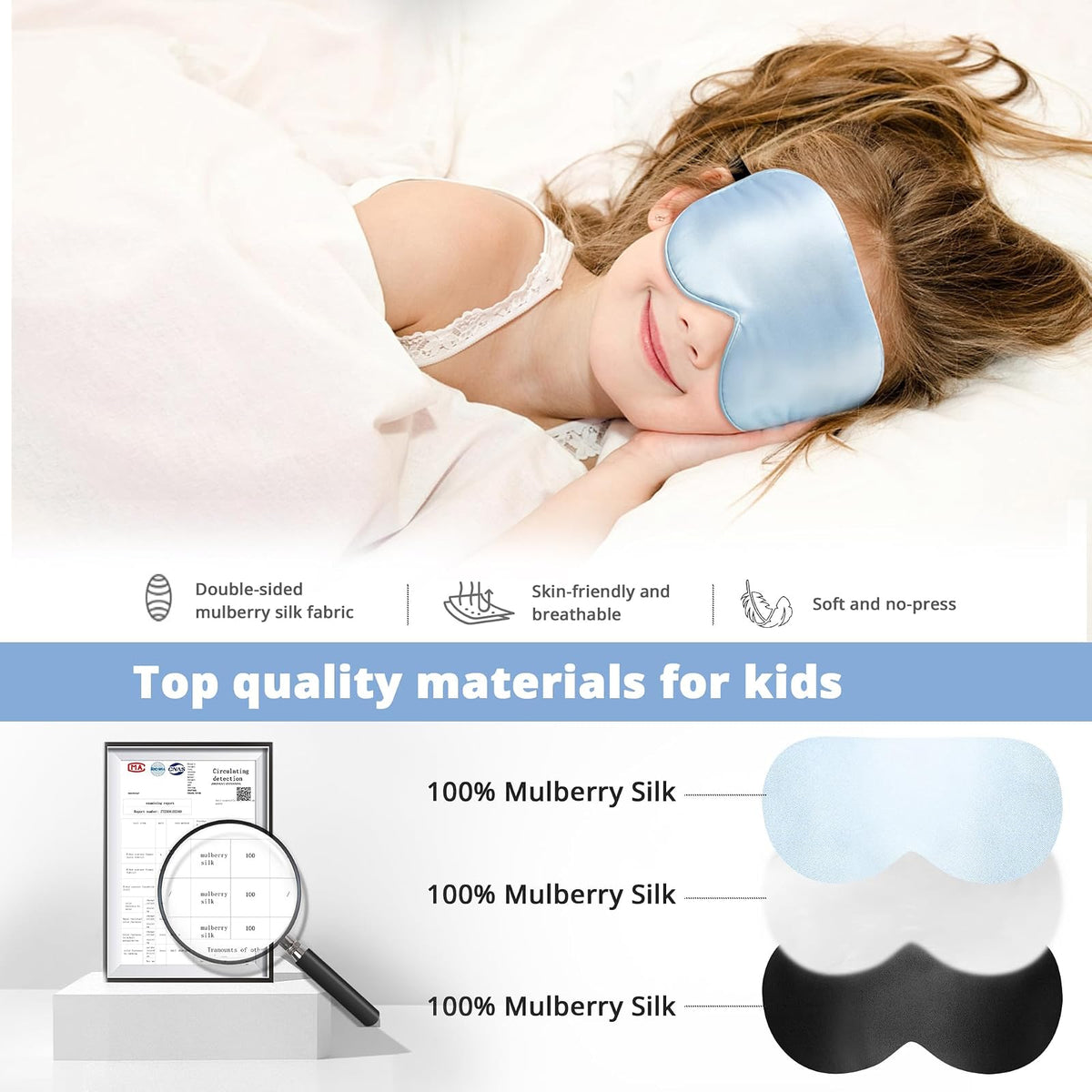 natural pure silk eye cover for children