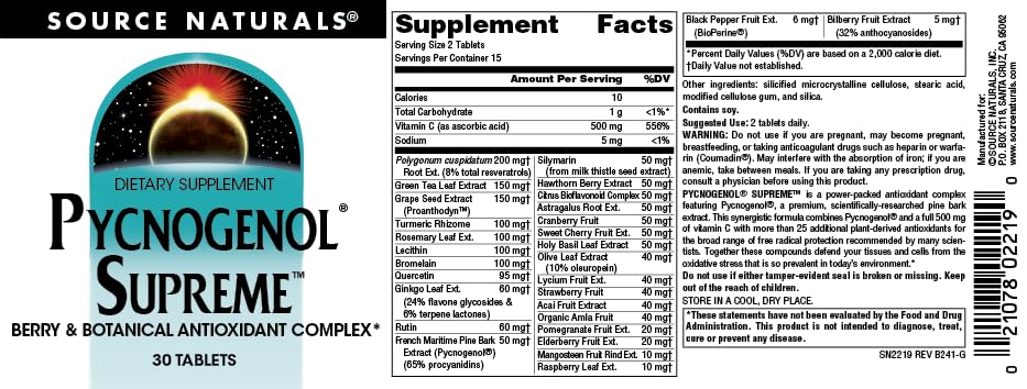 Natural Pycnogenol supplement for skin health
