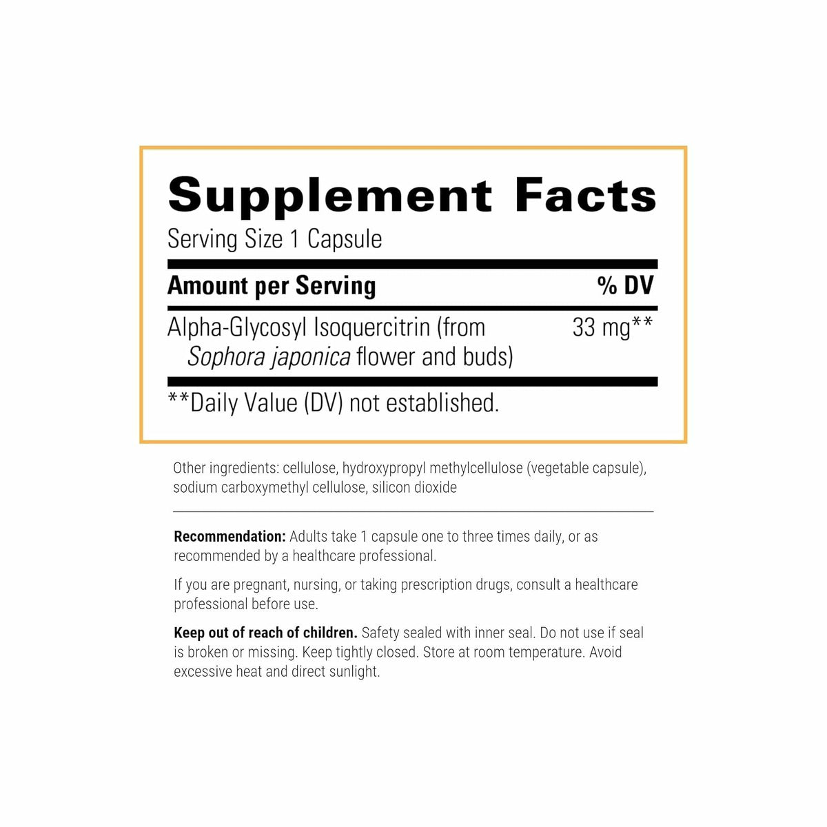 Natural quercetin supplement for allergy relief
