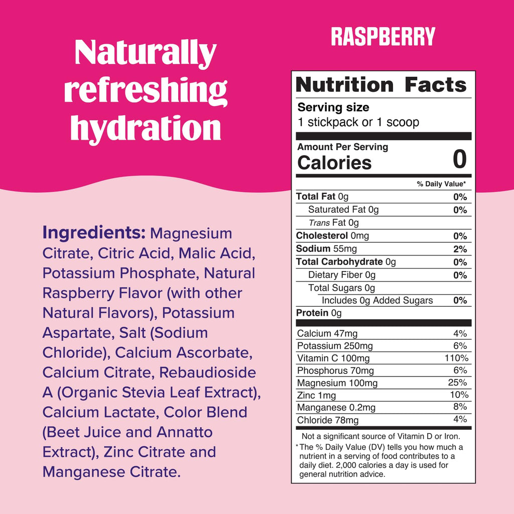 Natural raspberry flavour electrolyte drink