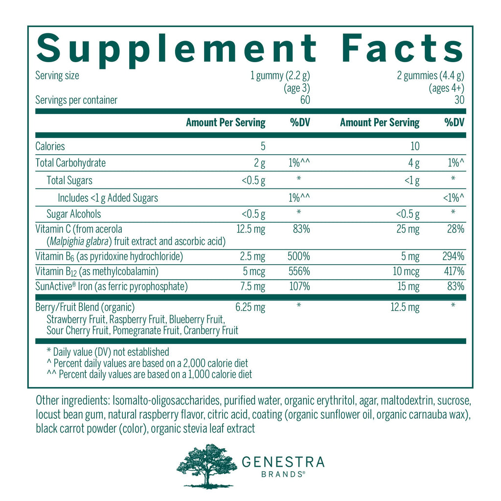 natural raspberry flavour iron gummies