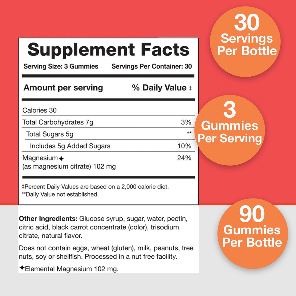 Natural raspberry flavour magnesium gummies