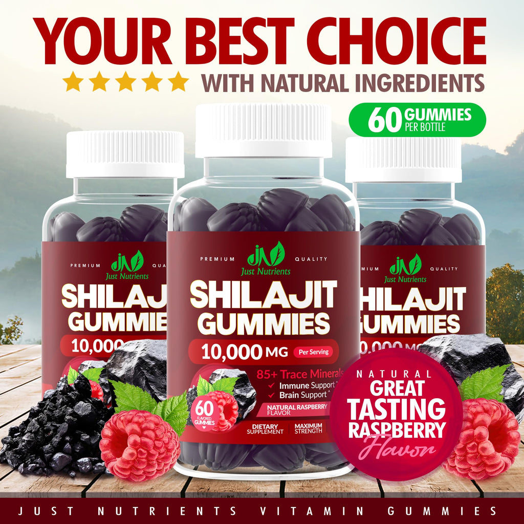 Natural raspberry flavour shilajit gummies