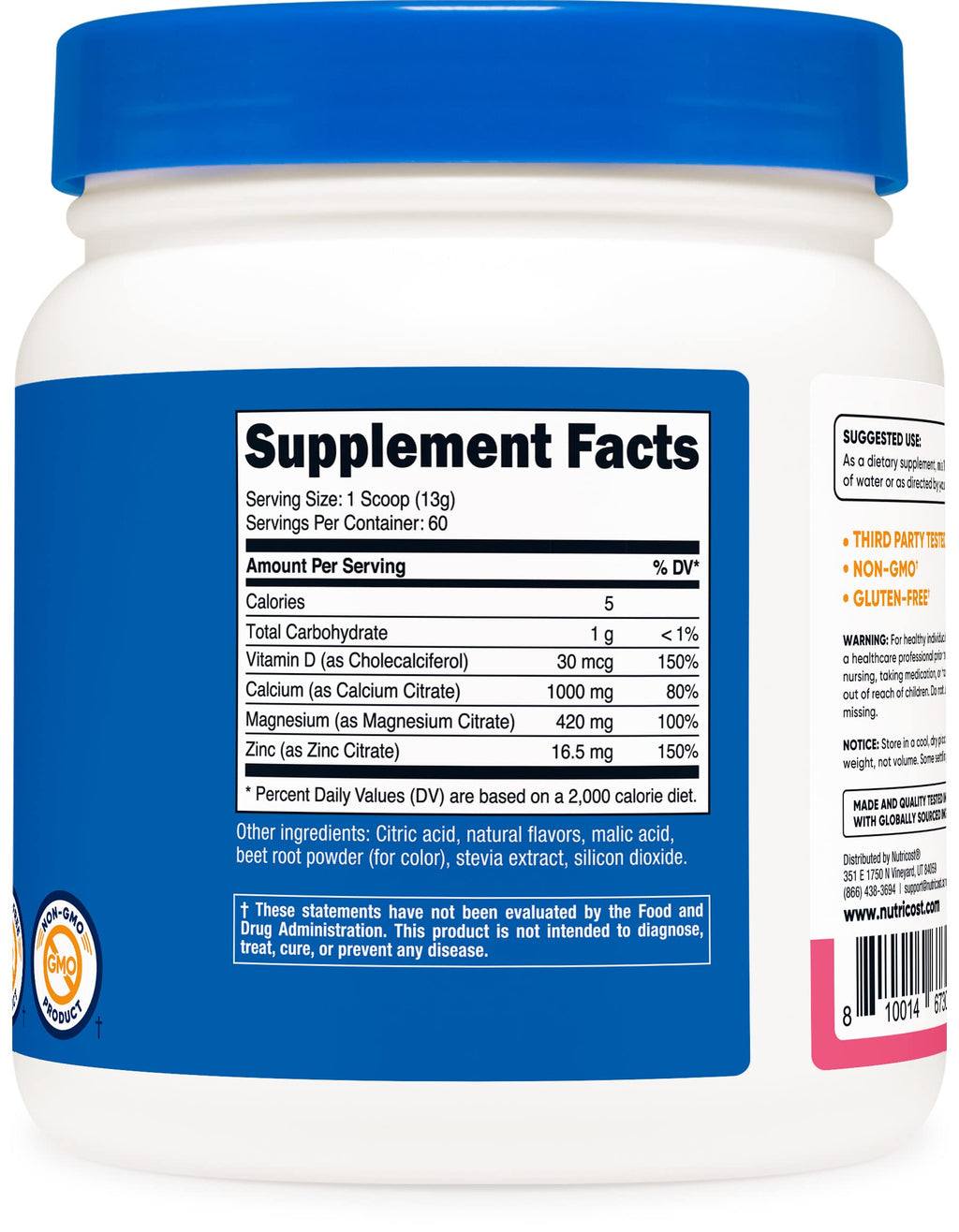 Natural raspberry lemonade flavour calcium