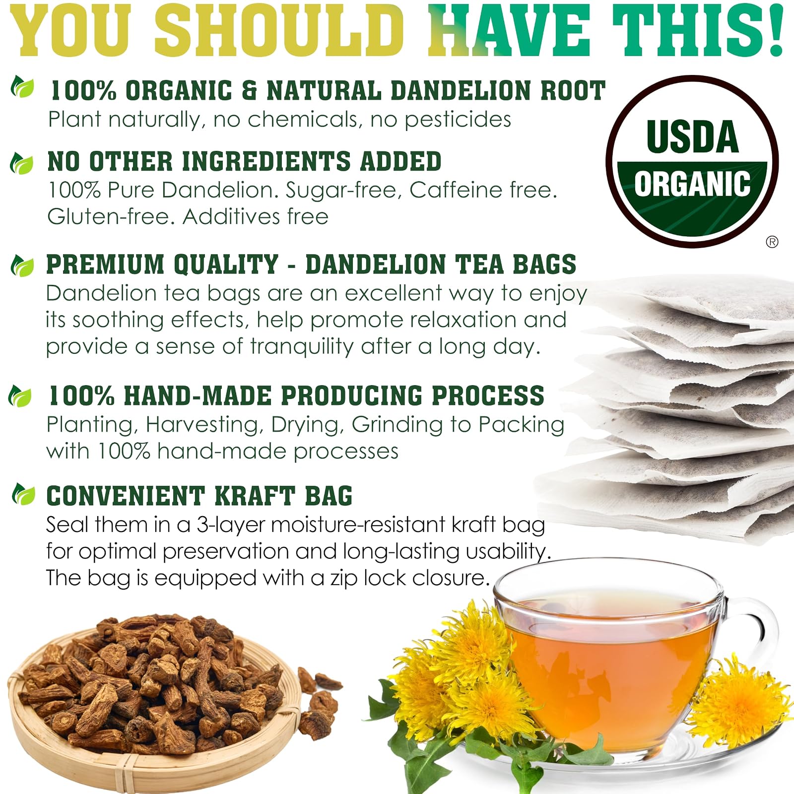 Natural remedy dandelion root tea