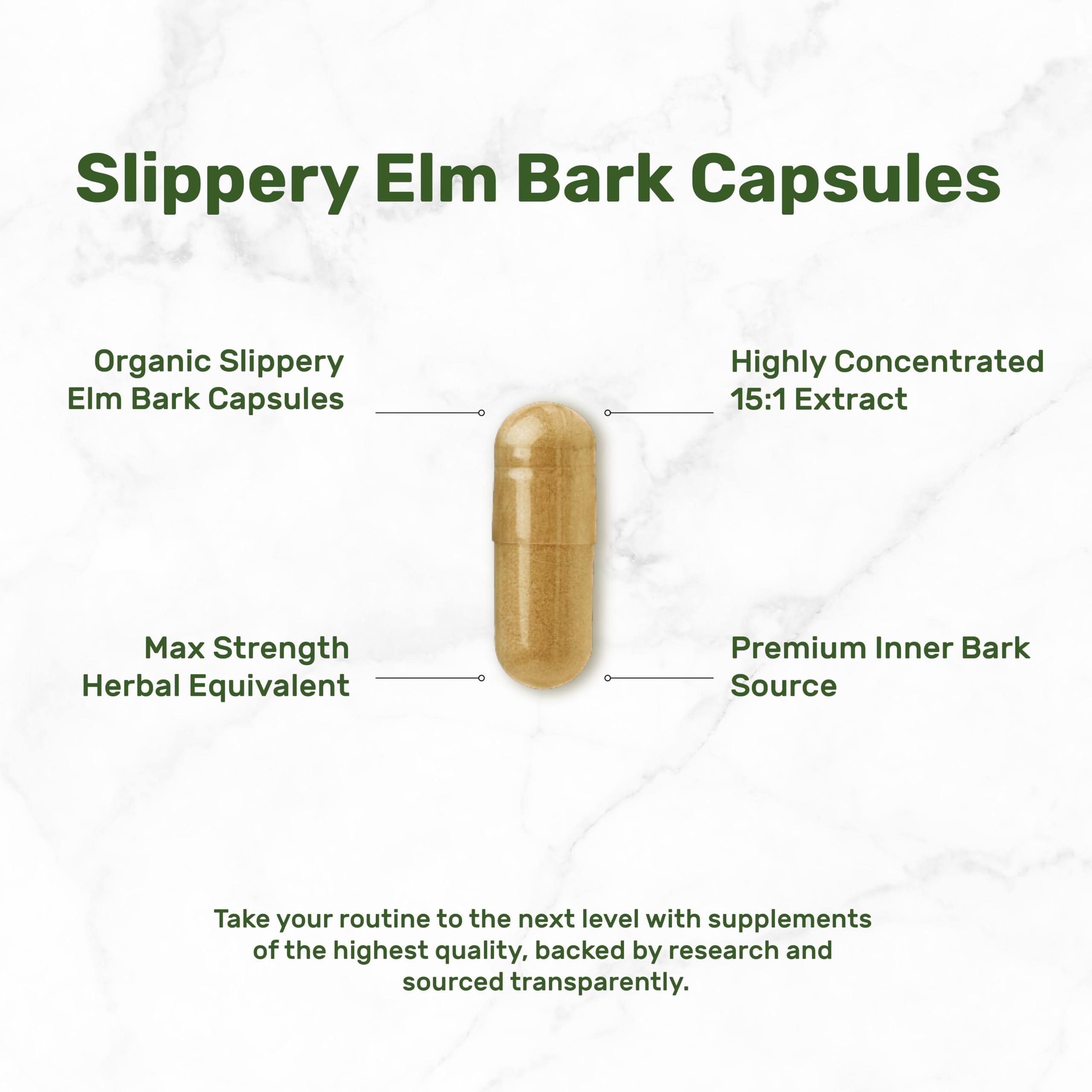 Natural remedy Slippery Elm capsules