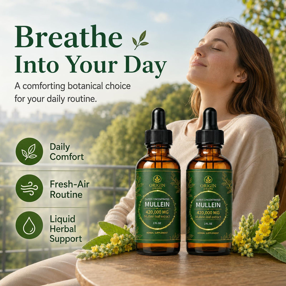 Natural respiratory support Mullein drops