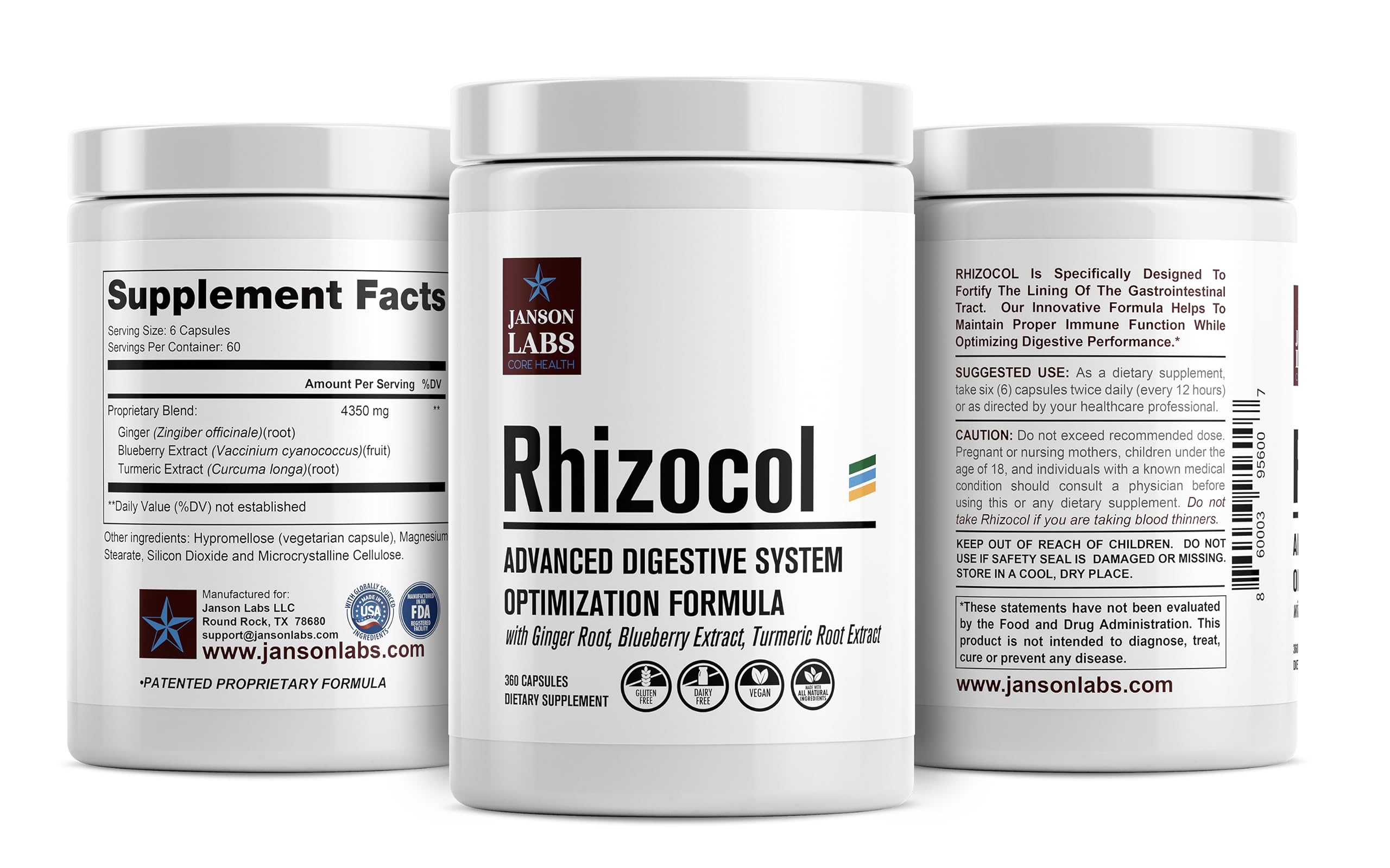 natural Rhizocol vitamins for inflammatory bowel support