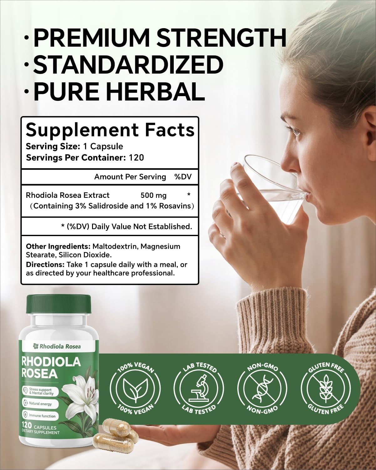 Natural Rhodiola supplement for mood support