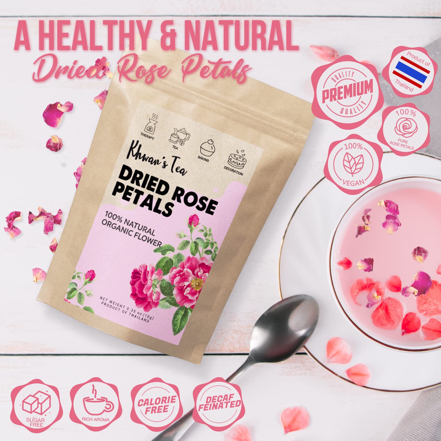 natural rose petal tea infusion