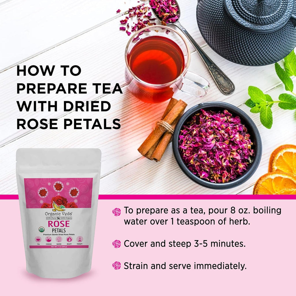 natural rose petals for chamomile tea
