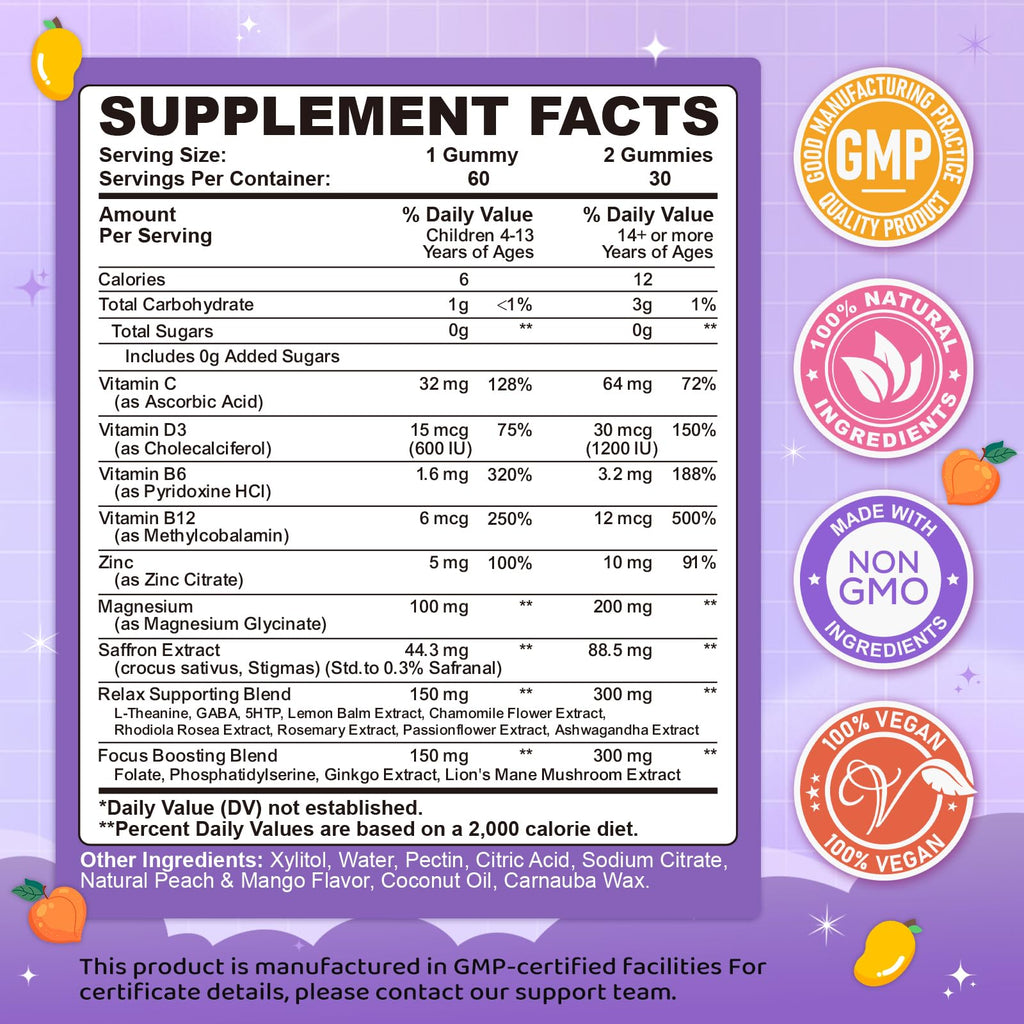 Natural saffron multivitamins for wellness