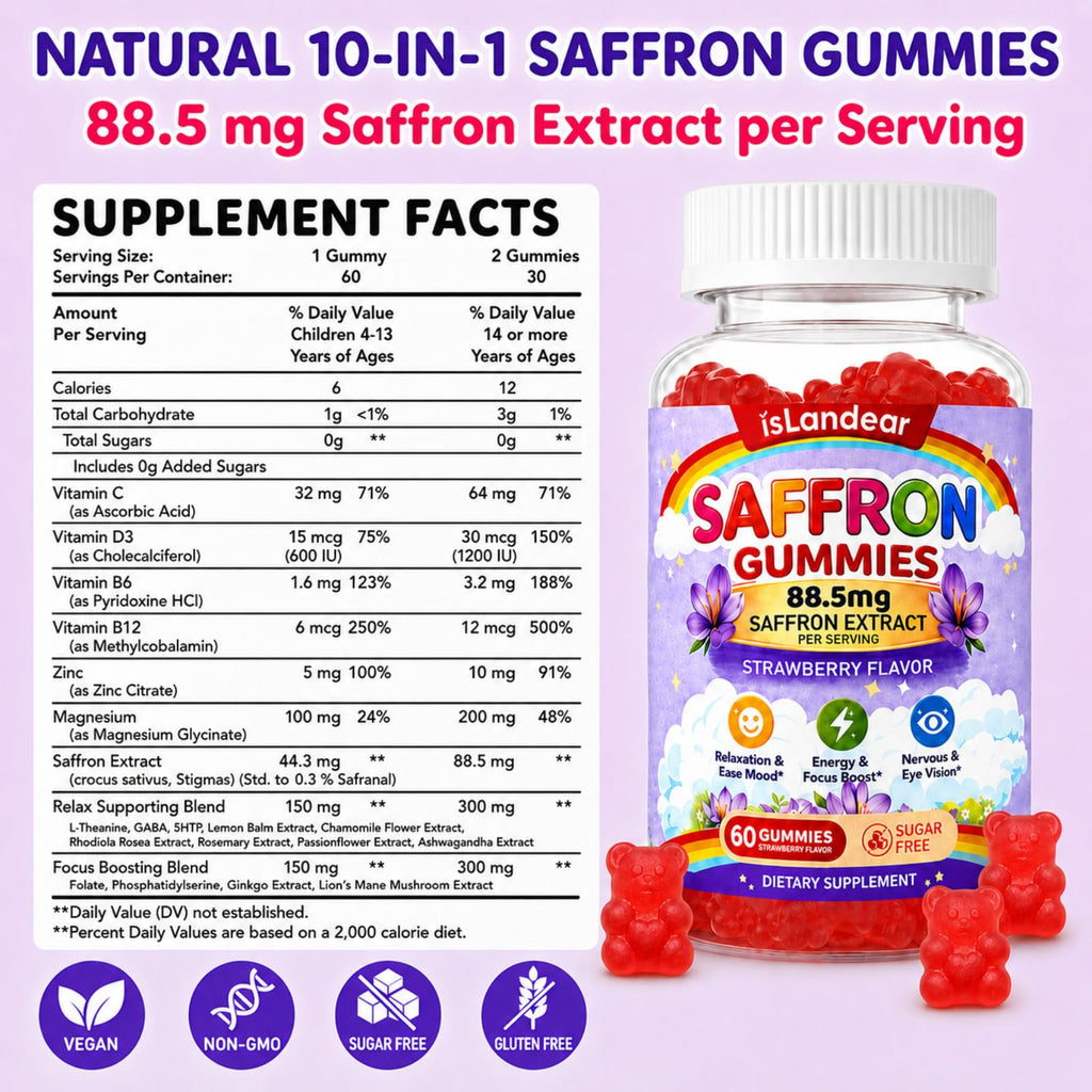 Natural saffron multivitamins for wellness