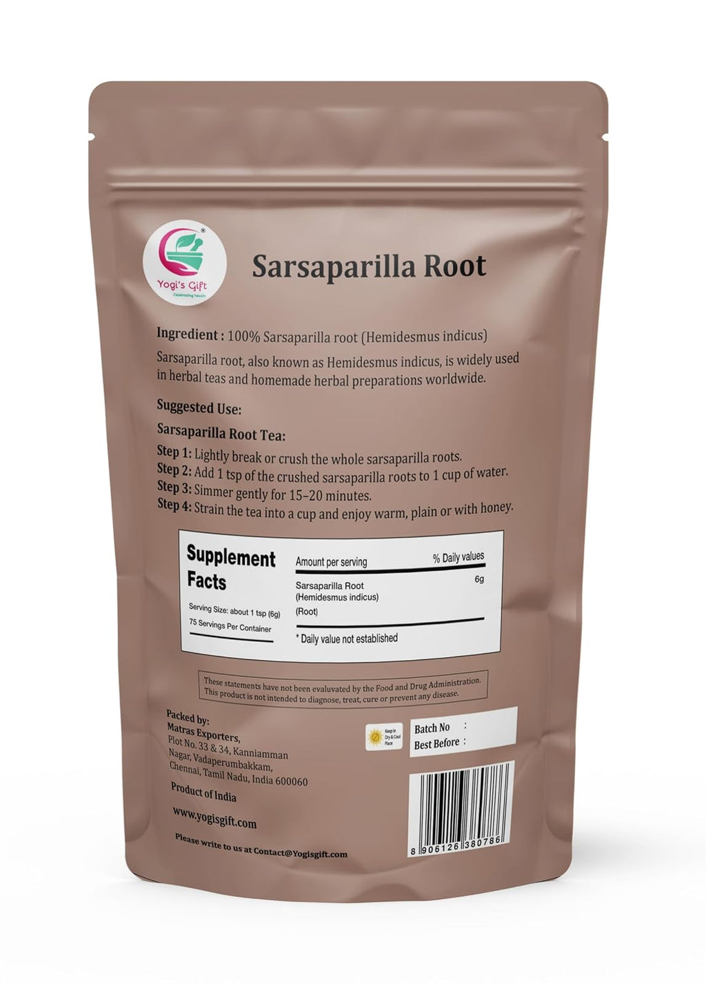 natural sarsaparilla root for detox