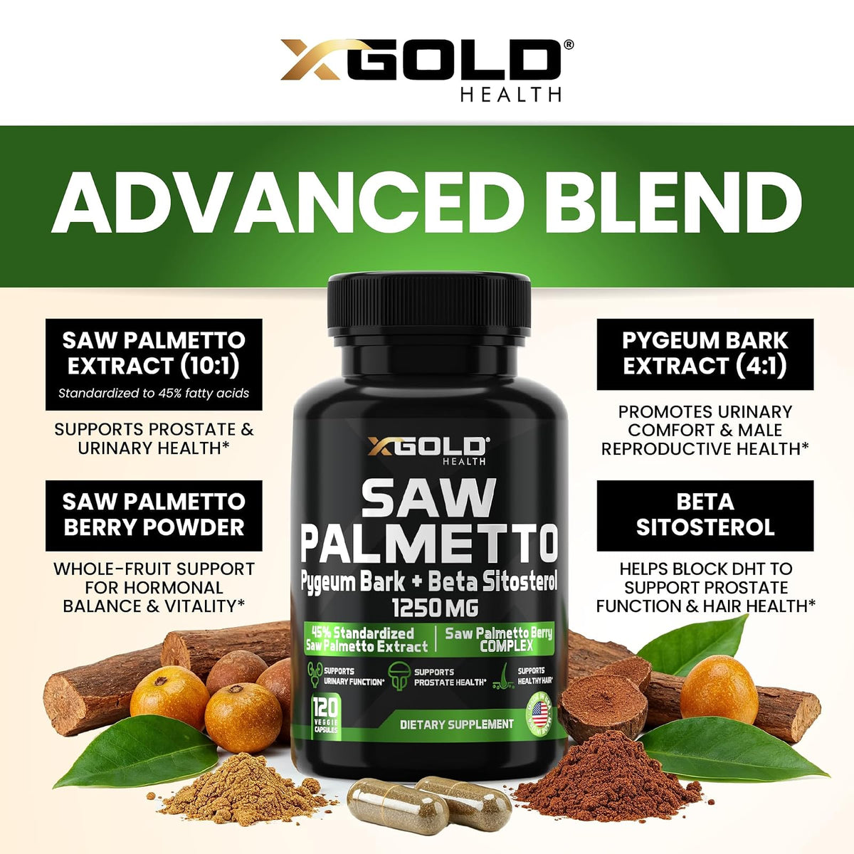 natural saw palmetto supplement capsules