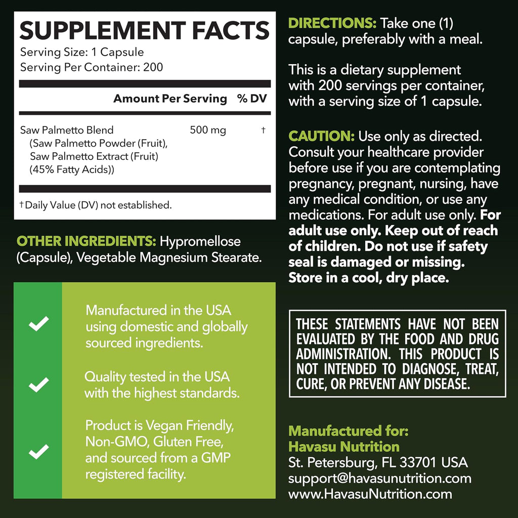 natural saw palmetto supplement capsules