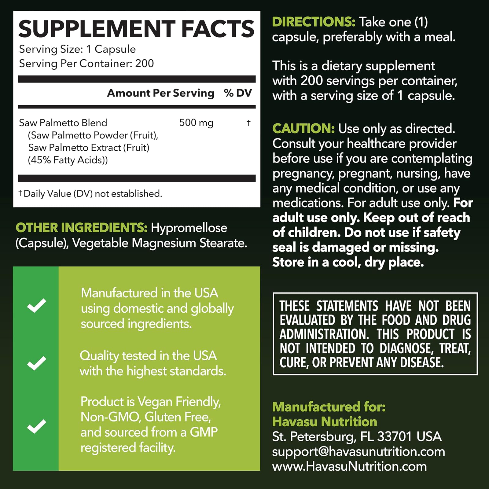 natural saw palmetto supplement capsules