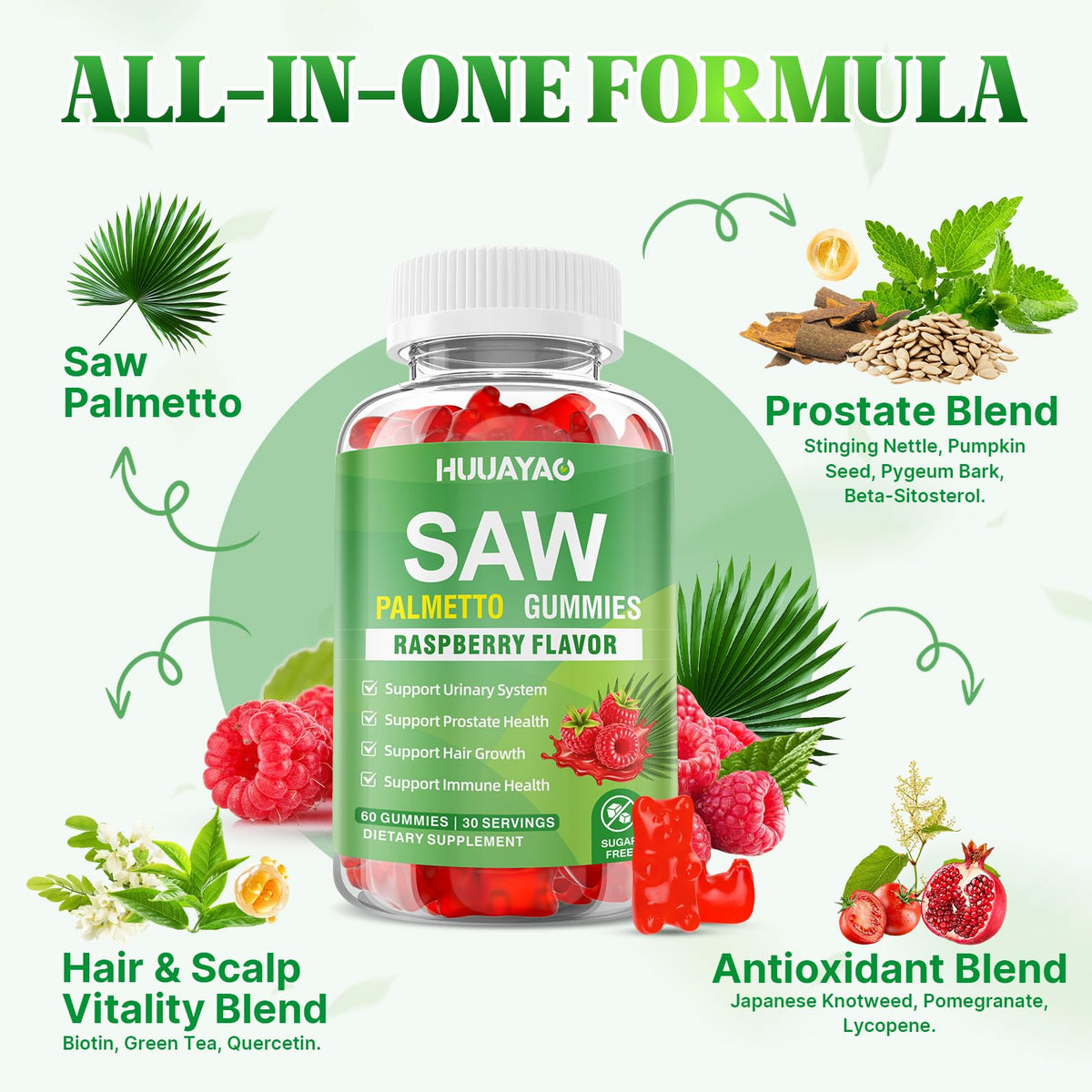 Natural saw palmetto supplement gummies