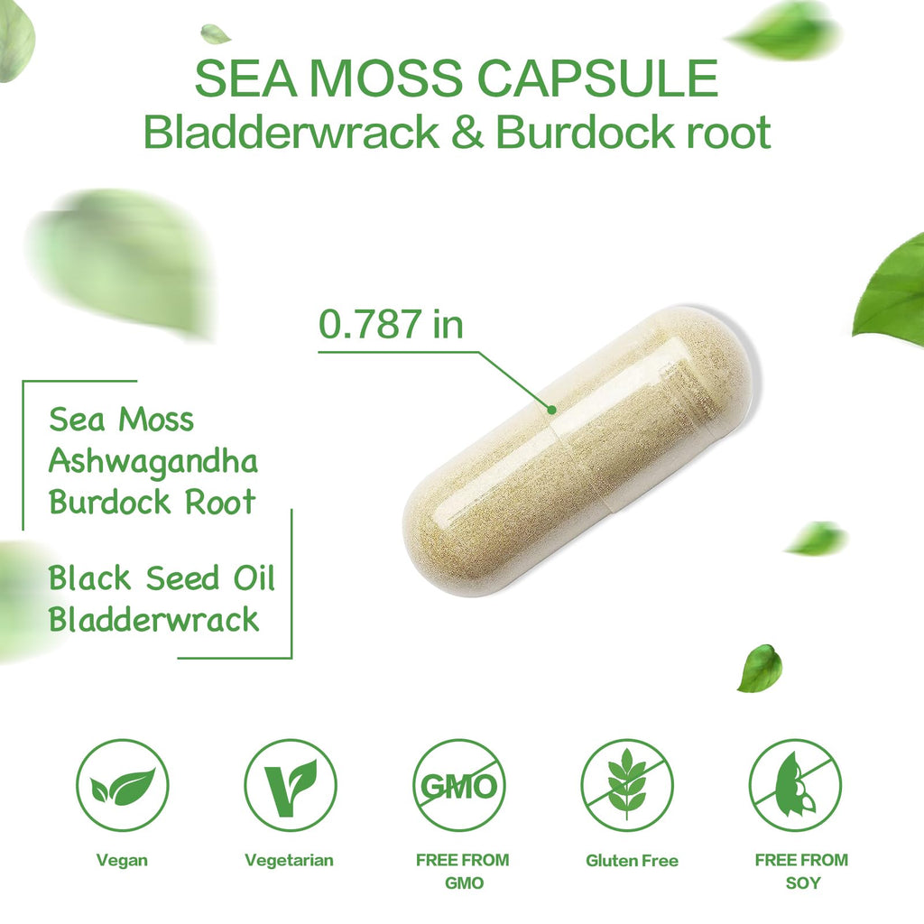natural sea moss capsules with bladderwrack