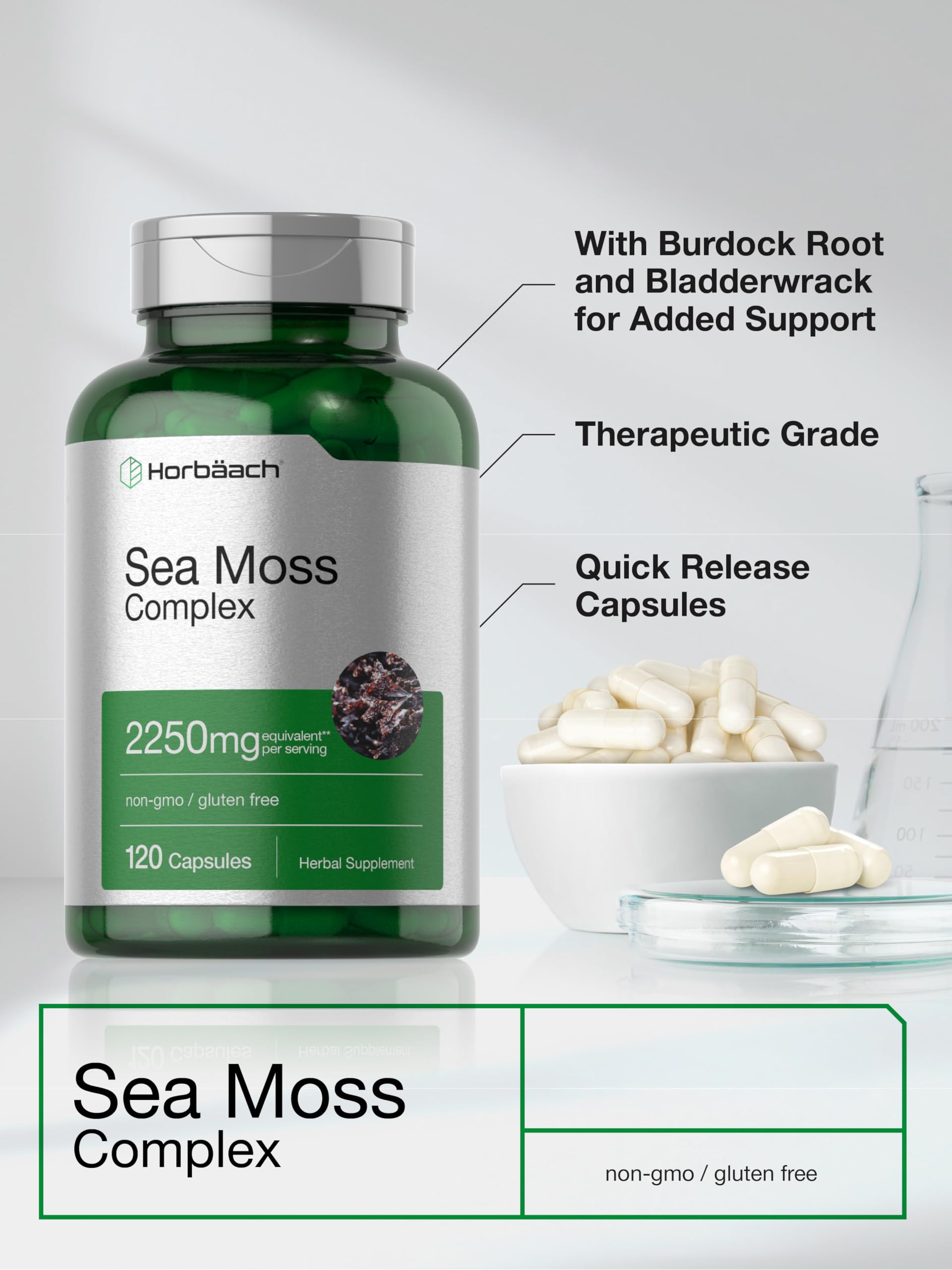 natural sea moss capsules with burdock root