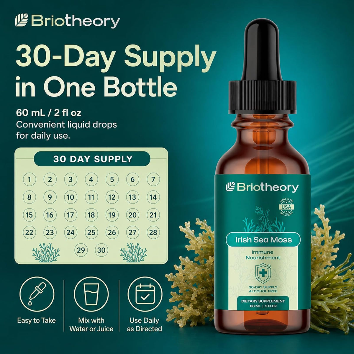 Natural sea moss liquid supplement