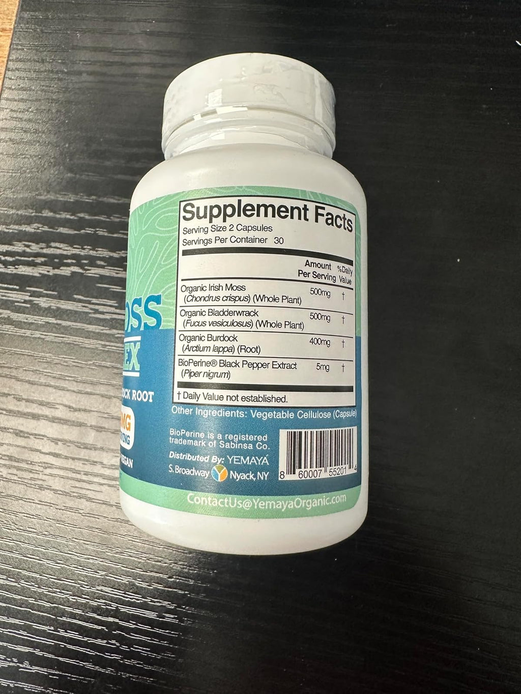Natural sea moss supplement capsules