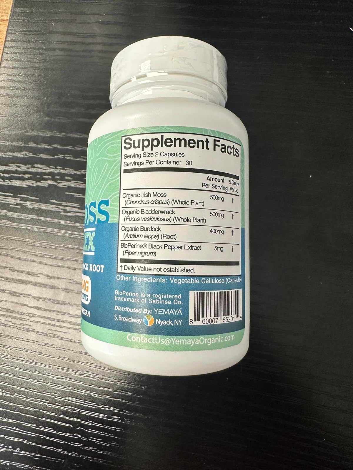 Natural sea moss supplement capsules