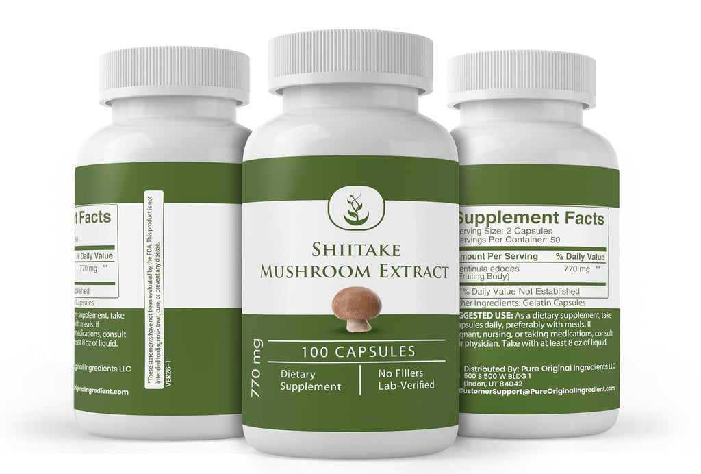 Natural shiitake mushroom supplement for wellness