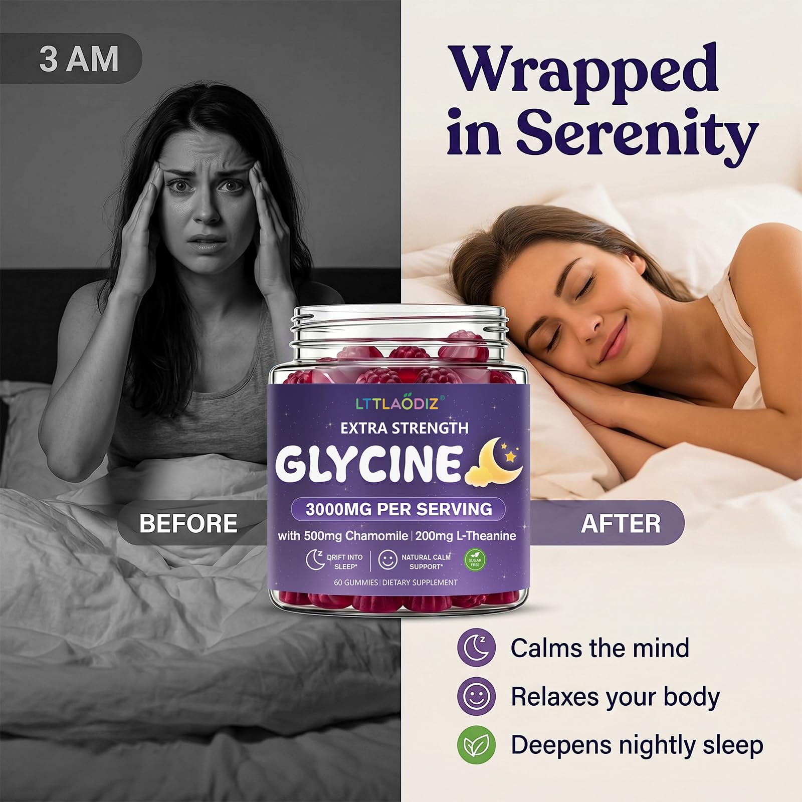 Natural sleep aid glycine gummies