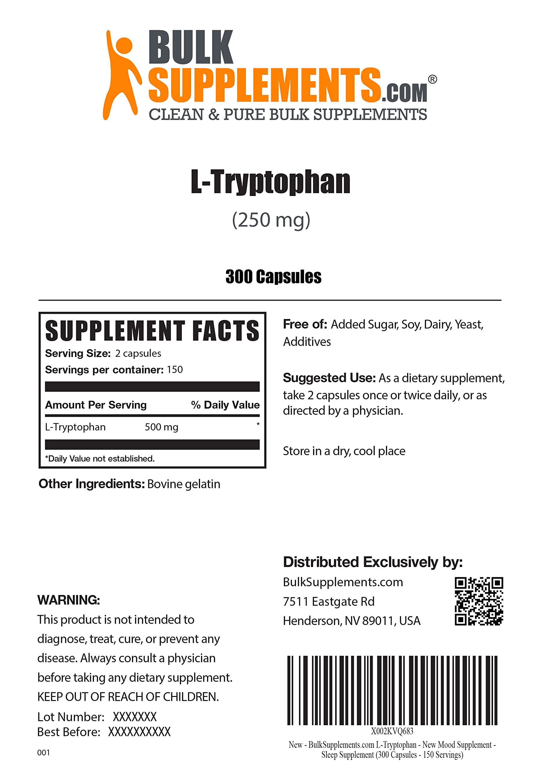 natural sleep aid L-Tryptophan capsules