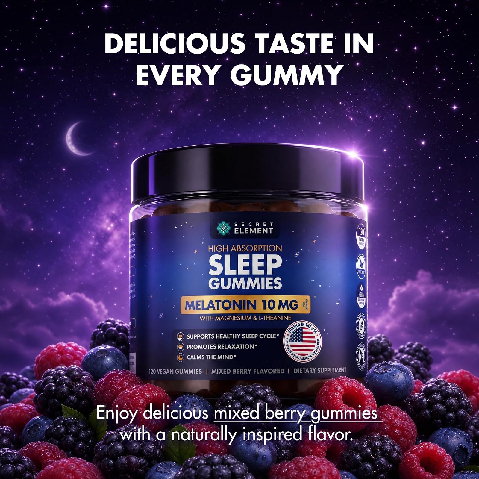 Natural sleep aid with berry flavour