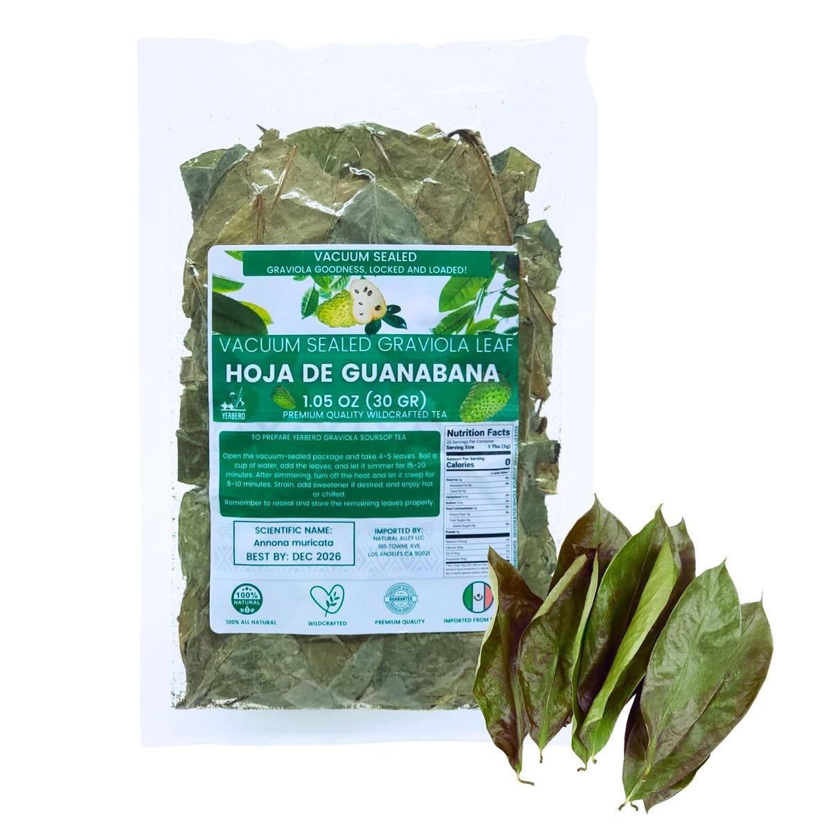 Natural soursop leaves for brewing
