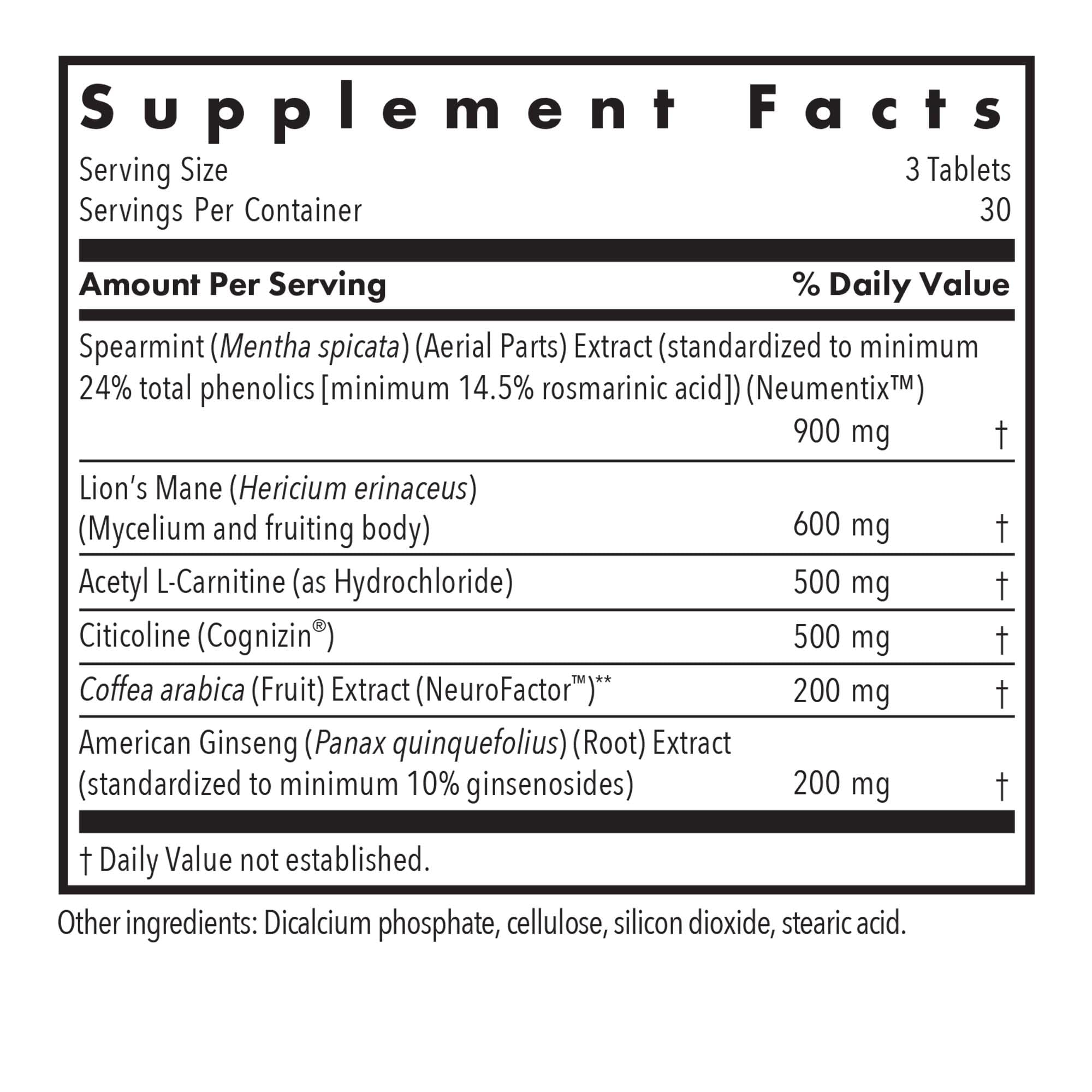 natural spearmint flavour nootropic tablets