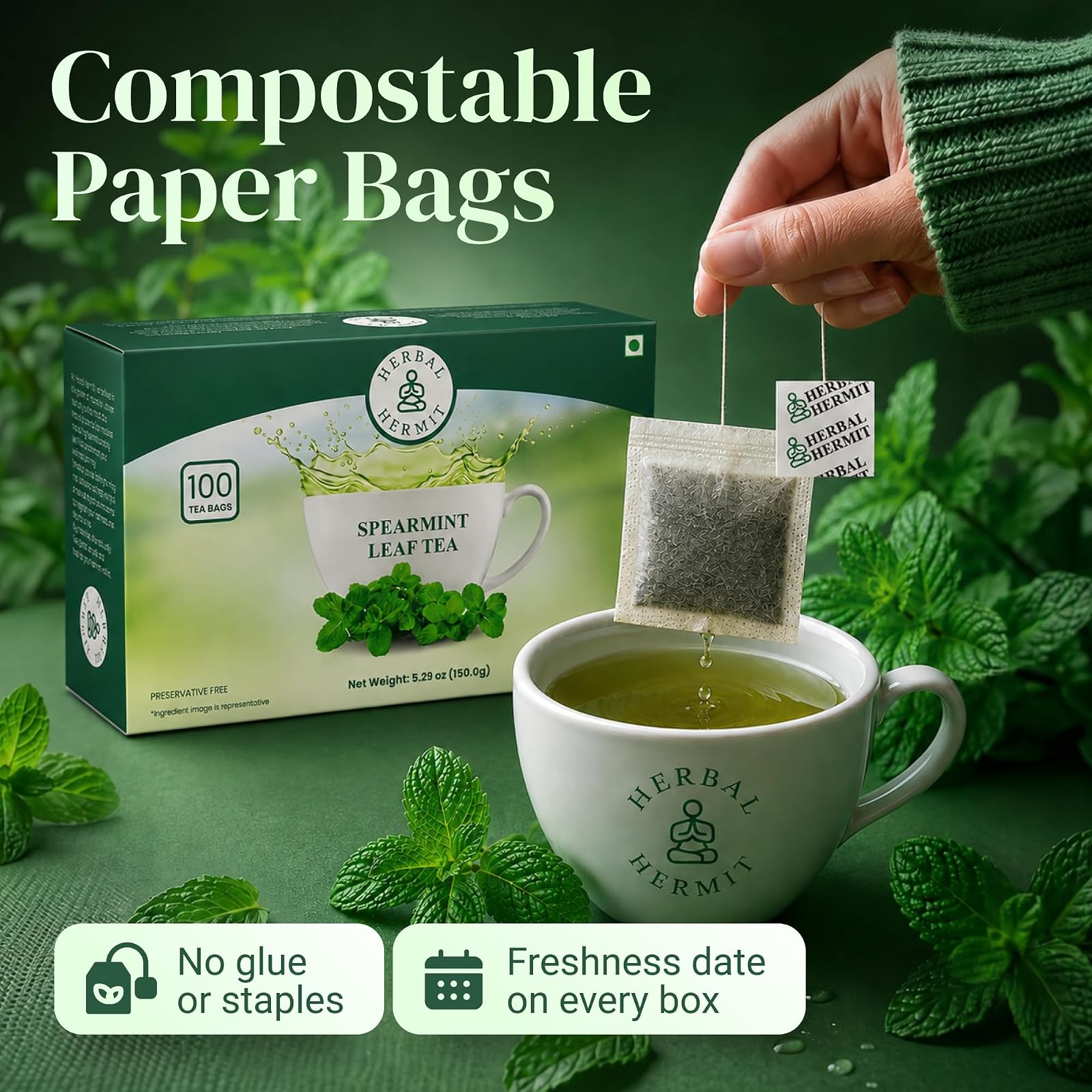 natural spearmint leaves for tea