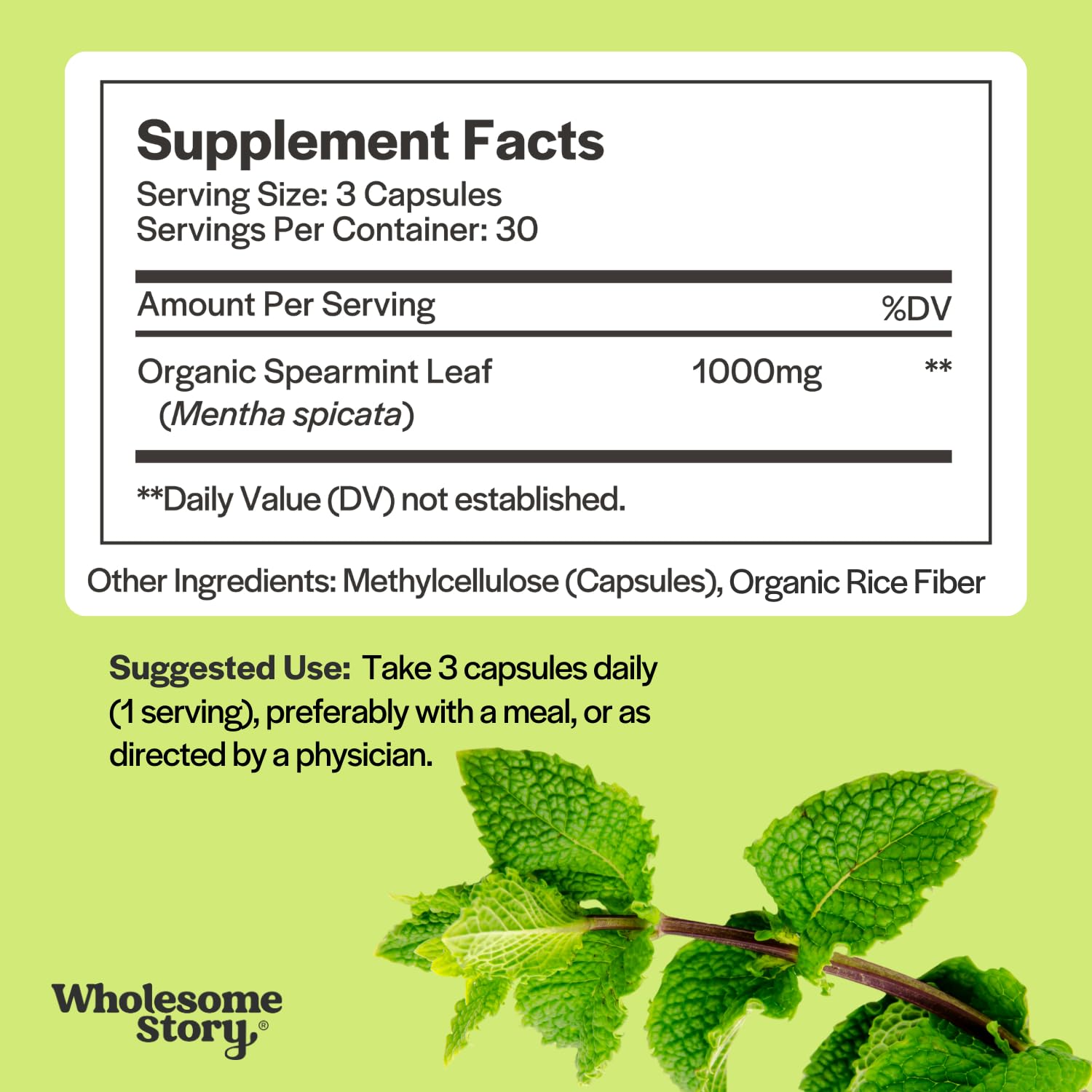 Natural spearmint supplement for wellness