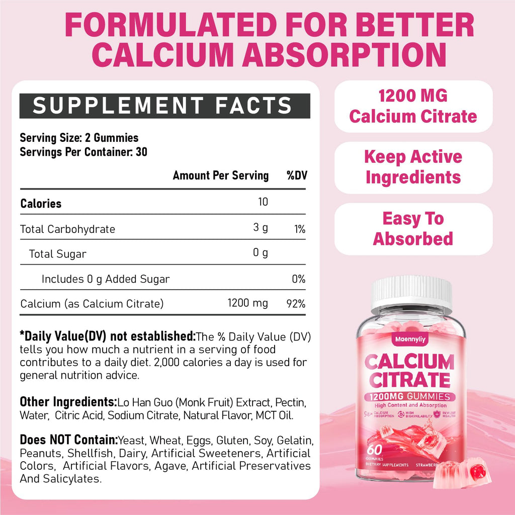 natural strawberry flavored calcium
