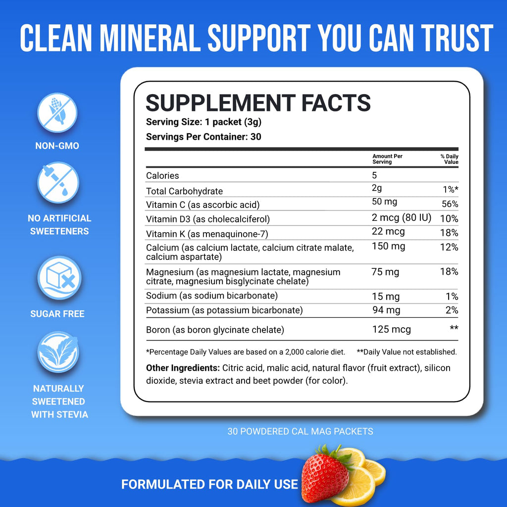 natural strawberry lemon flavour calcium