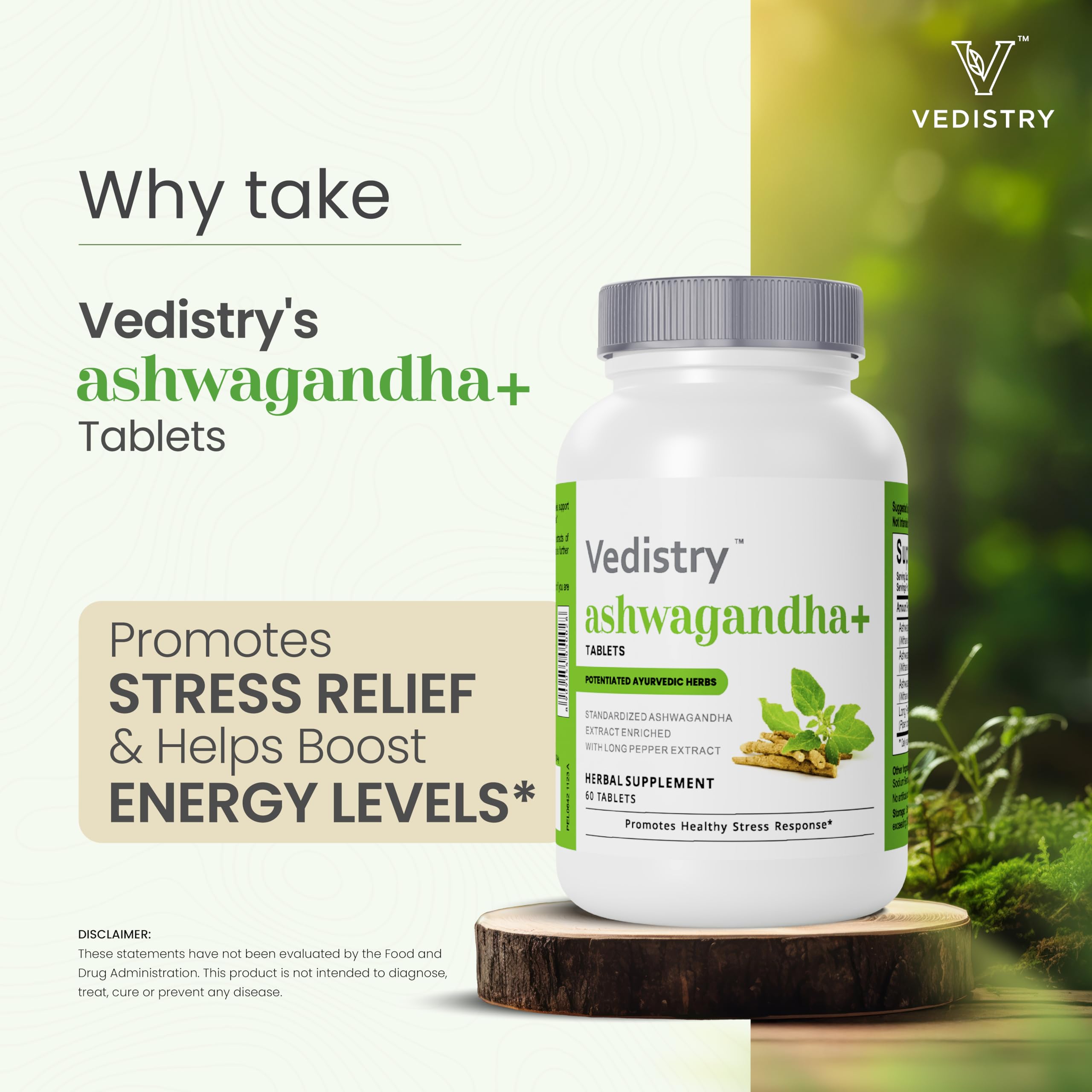 Natural stress relief ashwagandha supplement