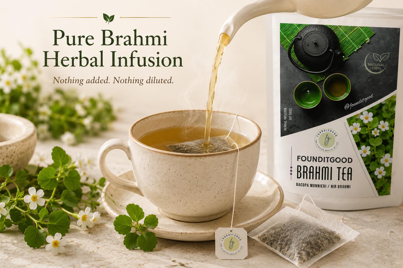 Natural stress relief Brahmi tea