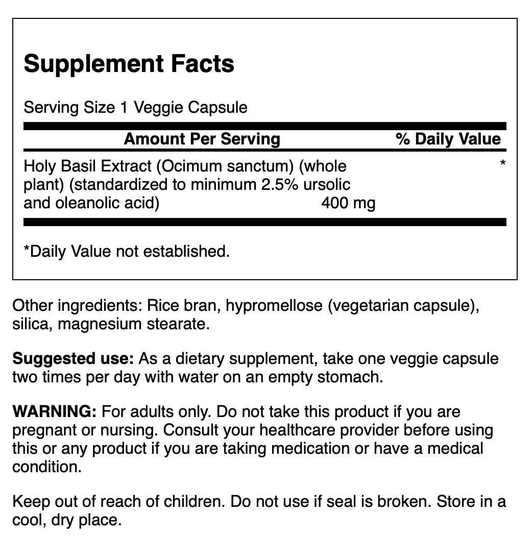 natural stress relief Holy Basil capsules