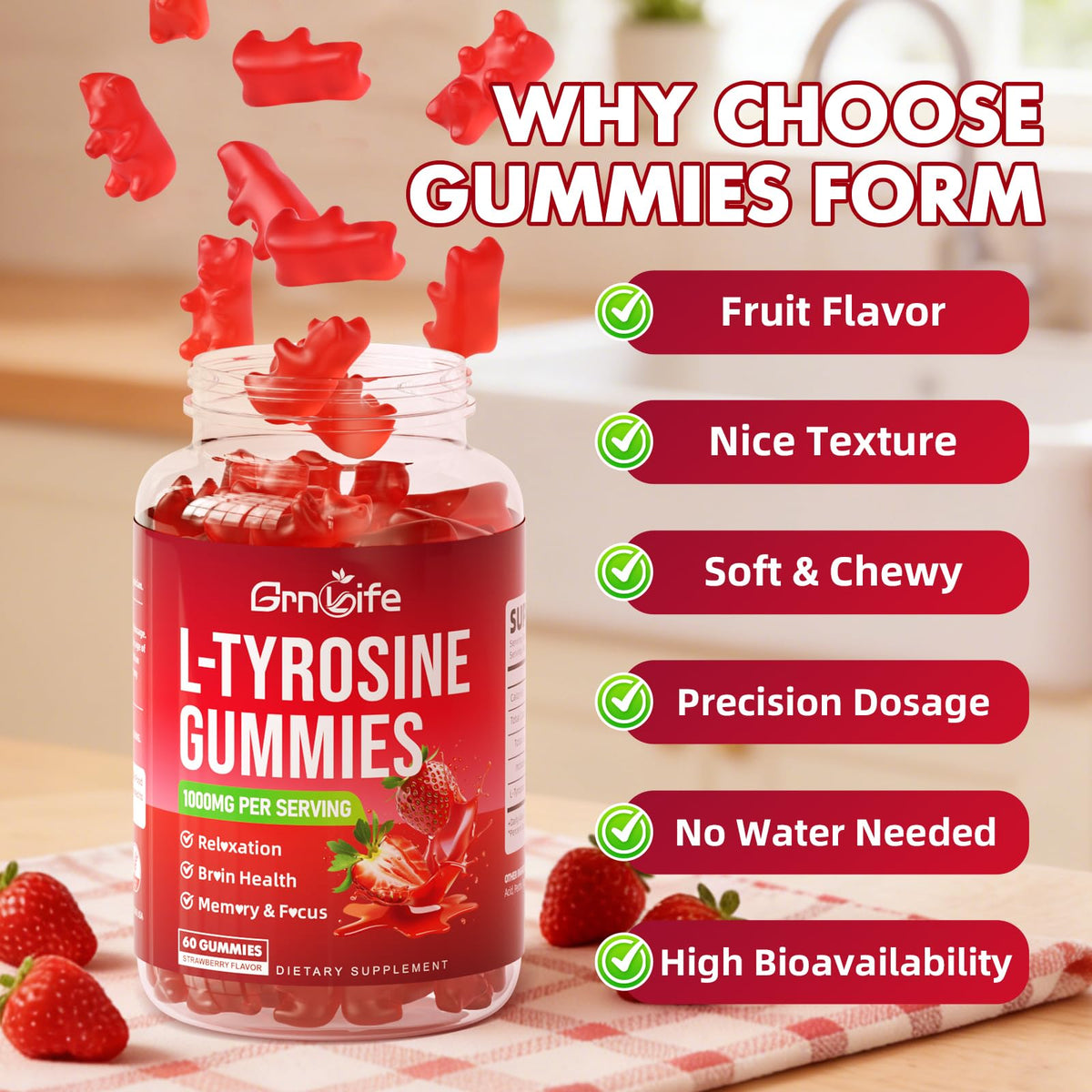 Natural stress relief L-Tyrosine gummies