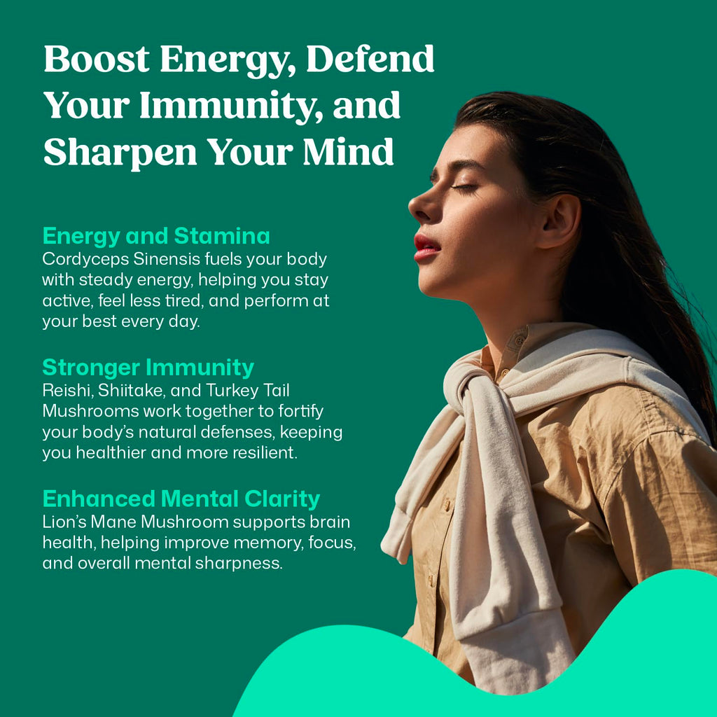 Natural stress relief mushroom supplement