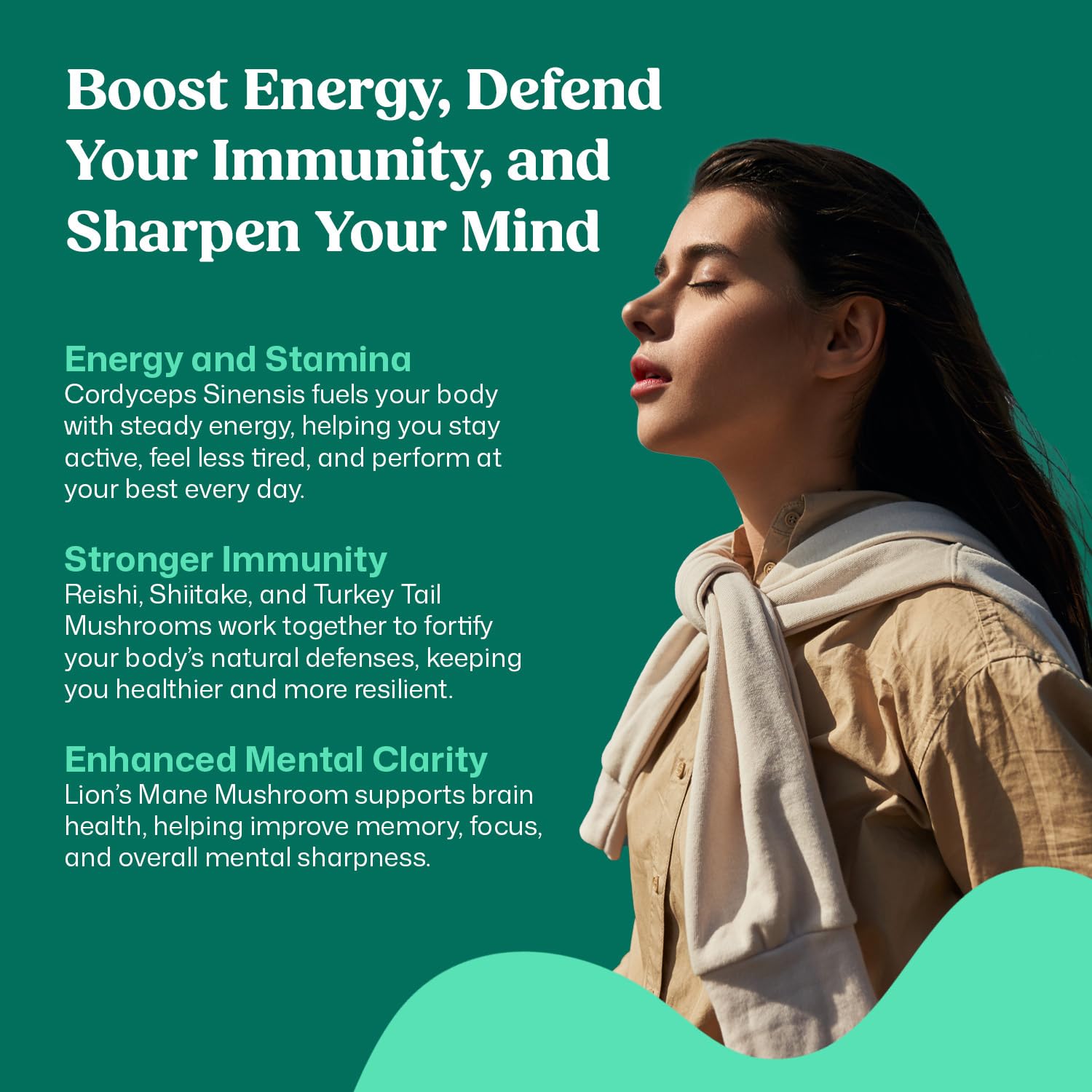 Natural stress relief mushroom supplement