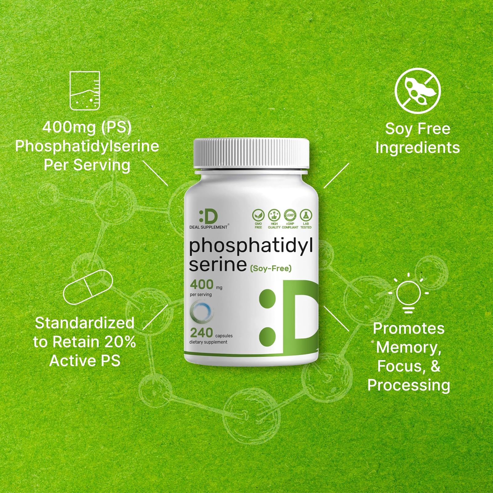 Natural stress relief phosphatidylserine