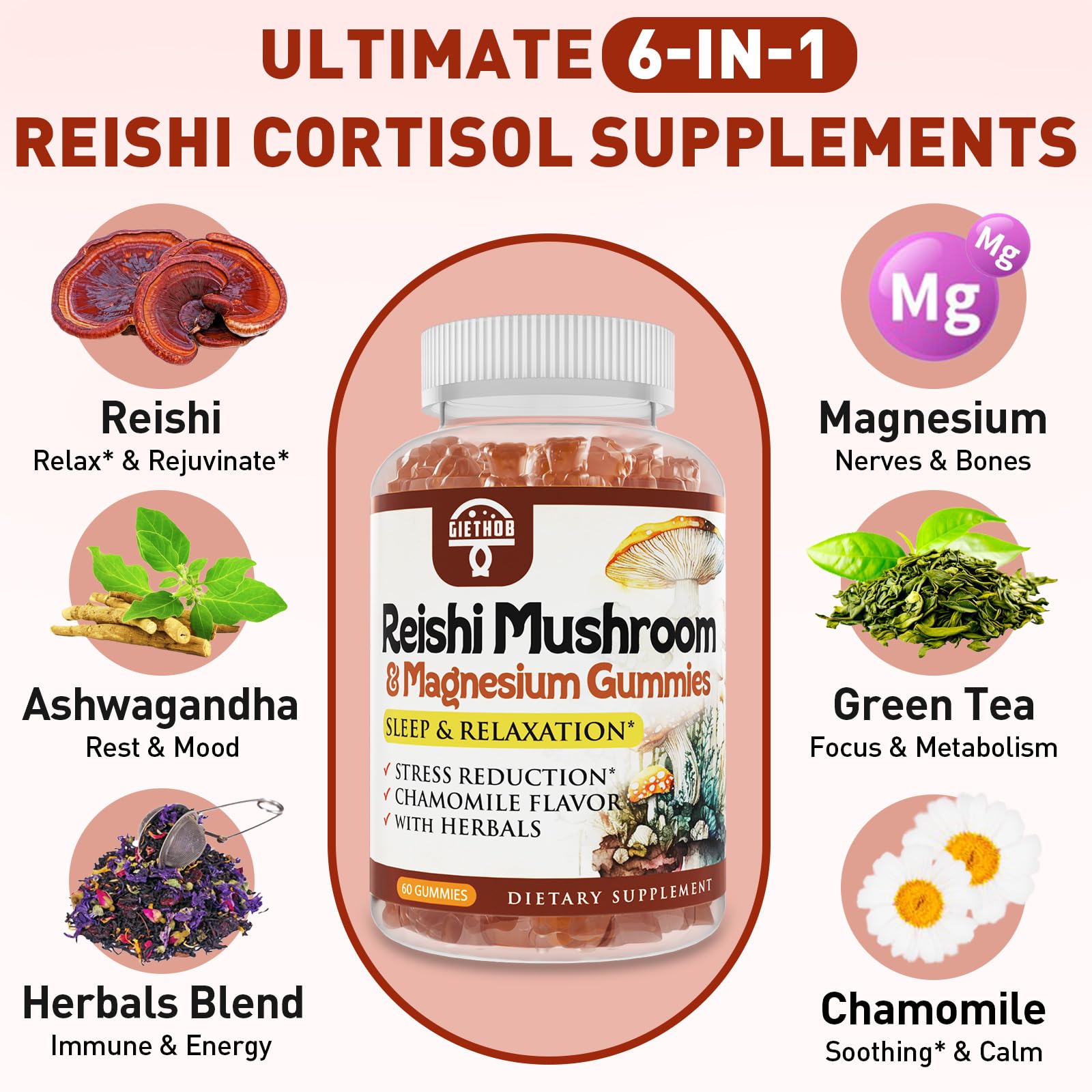 Natural stress relief Reishi mushroom gummies